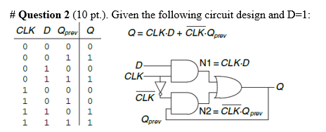Solved # Question 2 (10 pt.). Given the following circuit | Chegg.com