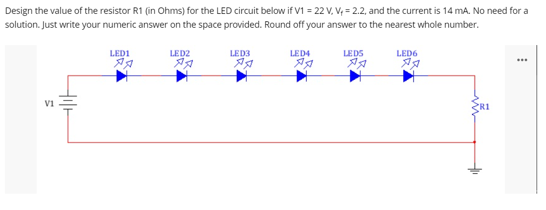Solved Design the value of the resistor R1 (in Ohms) for the | Chegg.com