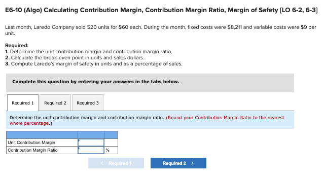 Solved E6-10 (Algo) Calculating Contribution Margin, | Chegg.com