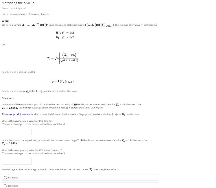 Solved Motivating the p-value 3 points possible (graded Let | Chegg.com