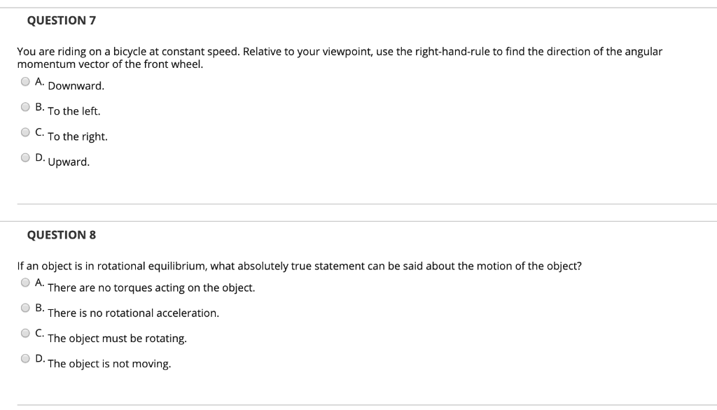 Solved QUESTION 7 You are riding on a bicycle at constant | Chegg.com