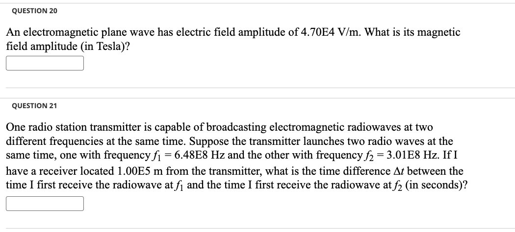 Solved An electromagnetic plane wave has electric field | Chegg.com