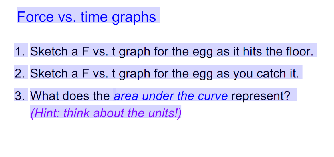 Solved Force vs. time graphs 1. Sketch a F vs. t graph for | Chegg.com