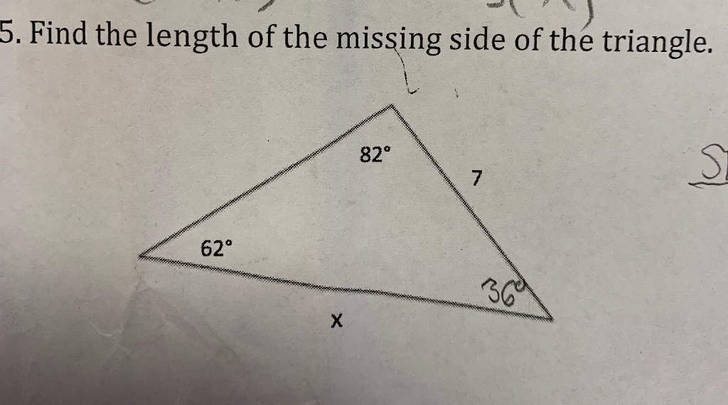 Solved 5. Find the length of the missing side of the | Chegg.com