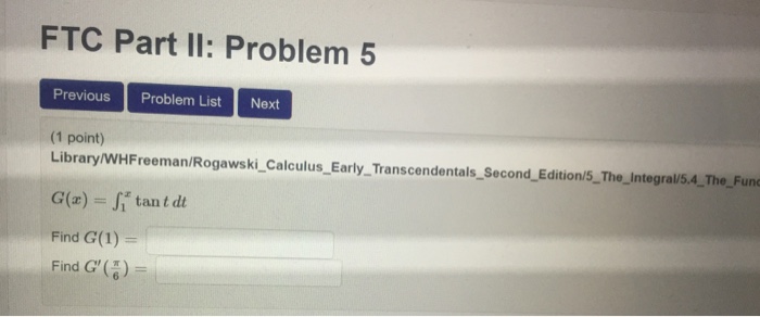 Solved Ftc Part I Problem 7 Previous Problem List Next 1 