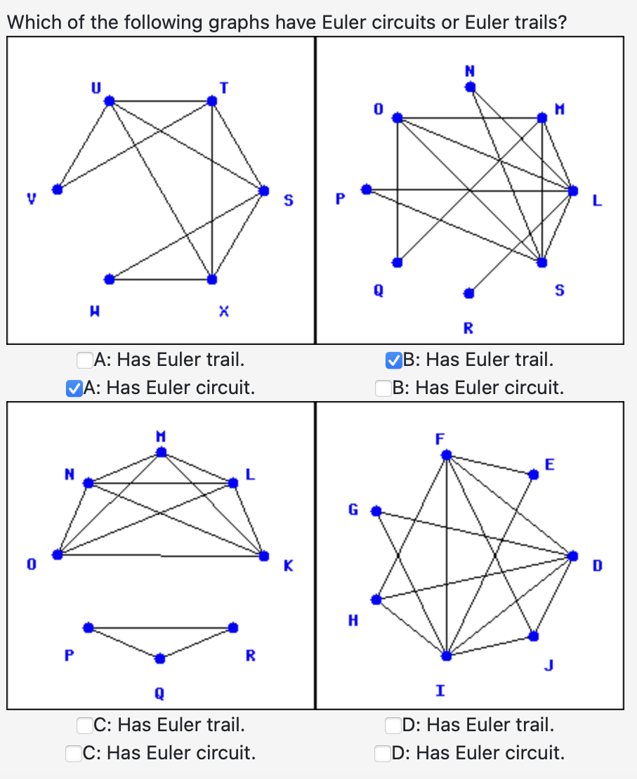 Which of the following graphs have Euler circuits or | Chegg.com