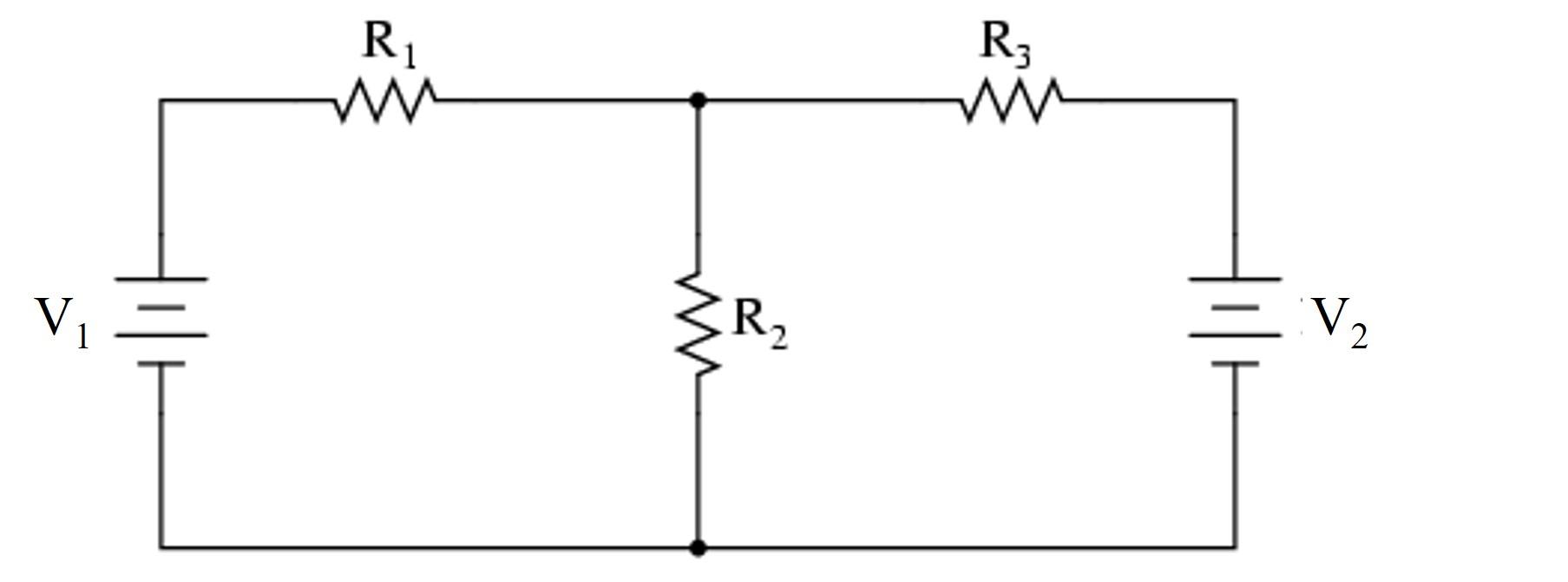 Solved Three resistors are connected to two batteries, as | Chegg.com