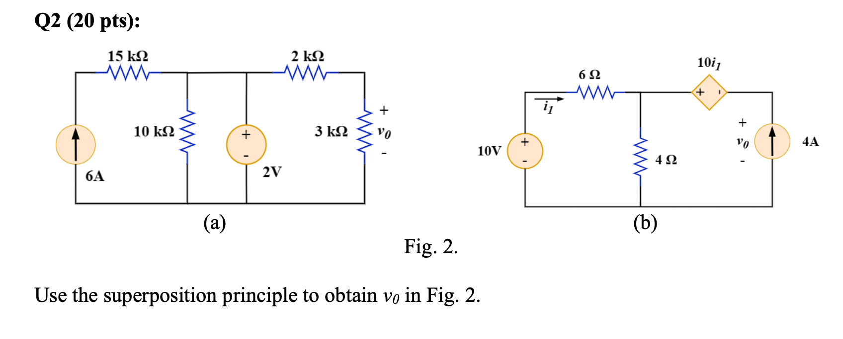 Solved Q2 (20 pts): (a) Fig. 2. Use the superposition | Chegg.com Solved Q2 (20 pts): (a) Fig. 2. Use the superposition | Chegg.com