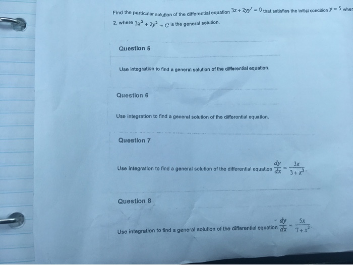 Solved Question 1 What is a solution of the differential | Chegg.com