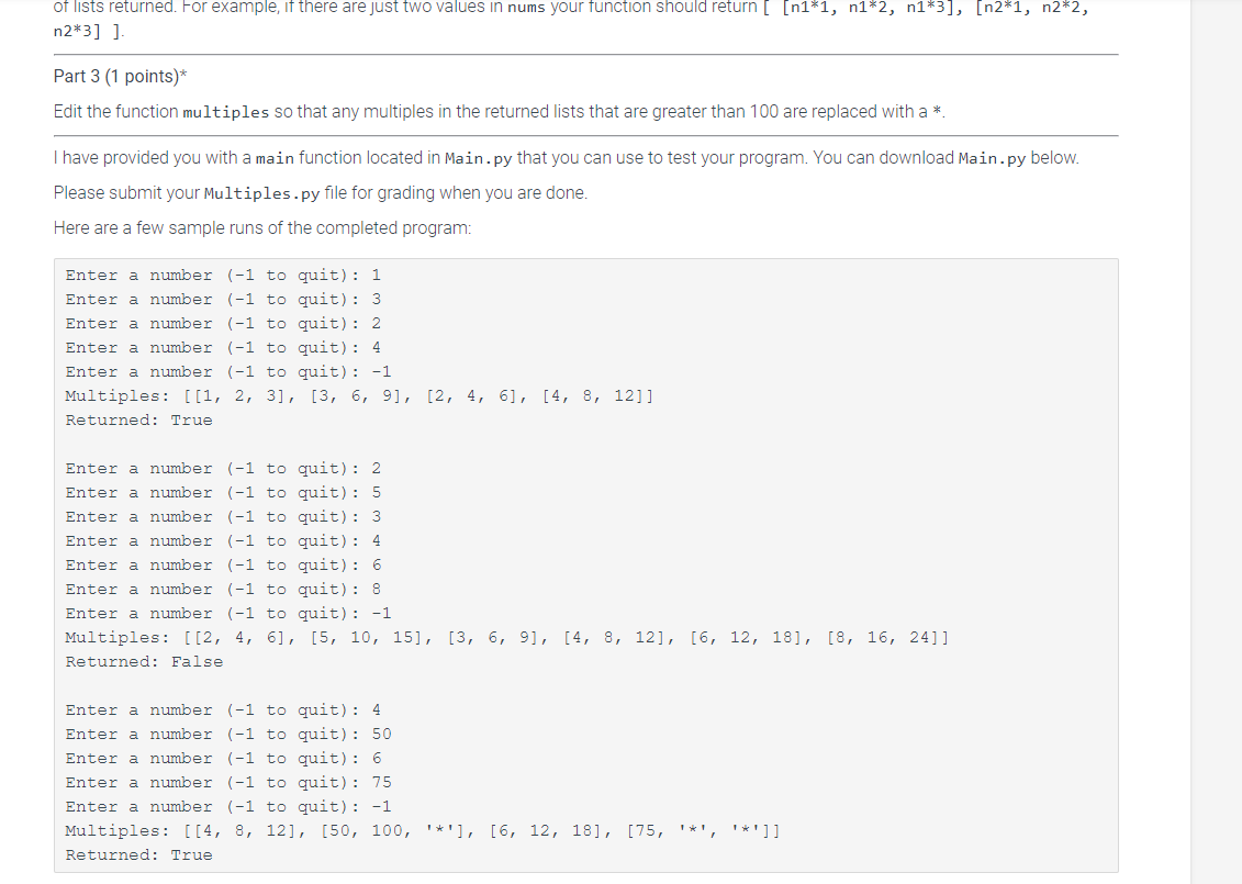 Solved Language-Python 5.10 A(b) - Multiples Part 1 (6 | Chegg.com