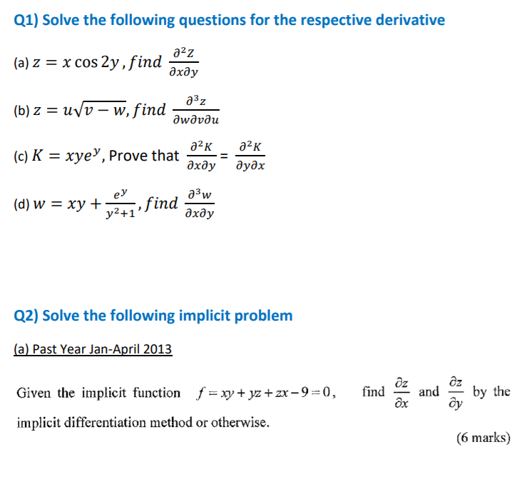 Solved Q1) Solve the following questions for the respective | Chegg.com