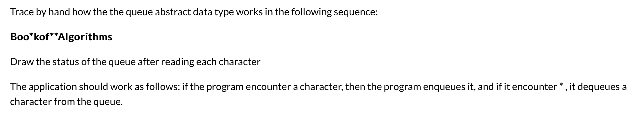 Solved Trace by hand how the the queue abstract data type | Chegg.com