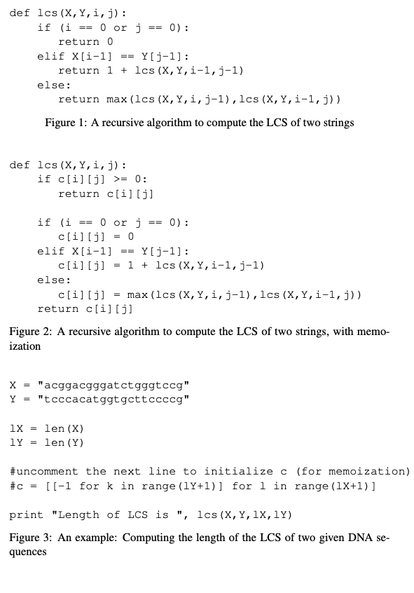 Solved Problem 2 Longest Common Subsequence Python Chegg