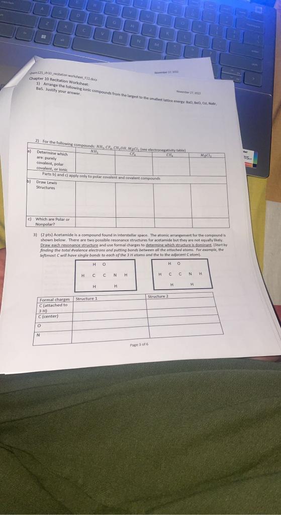 Chapter 10 Recitation Worksheet: 3) [2 pts) Acetamide | Chegg.com