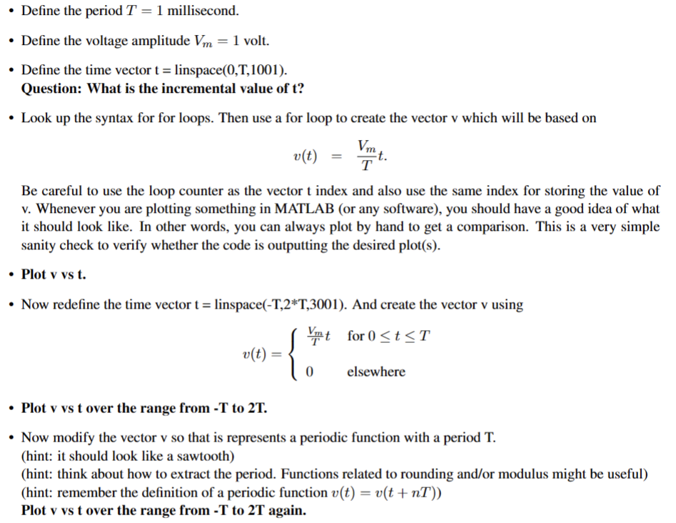 Solved - Define the period T=1 millisecond. - Define the | Chegg.com