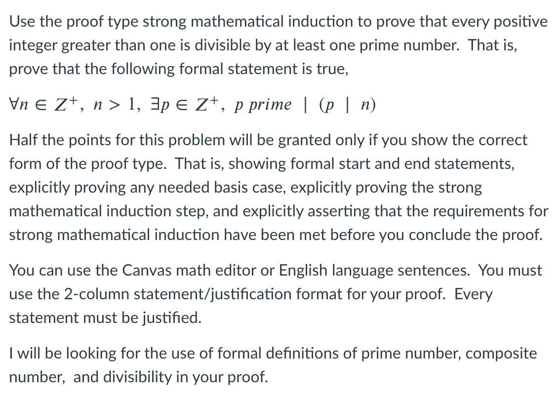 Solved Use the proof type strong mathematical induction to | Chegg.com