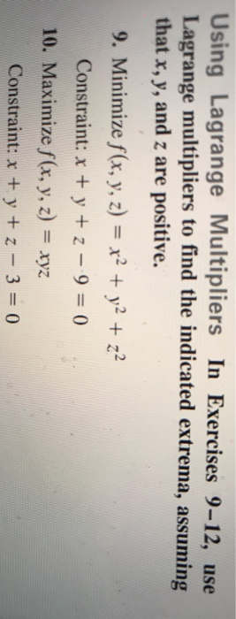 Solved Using Lagrange Multipliers In Exercises 9-12, use | Chegg.com