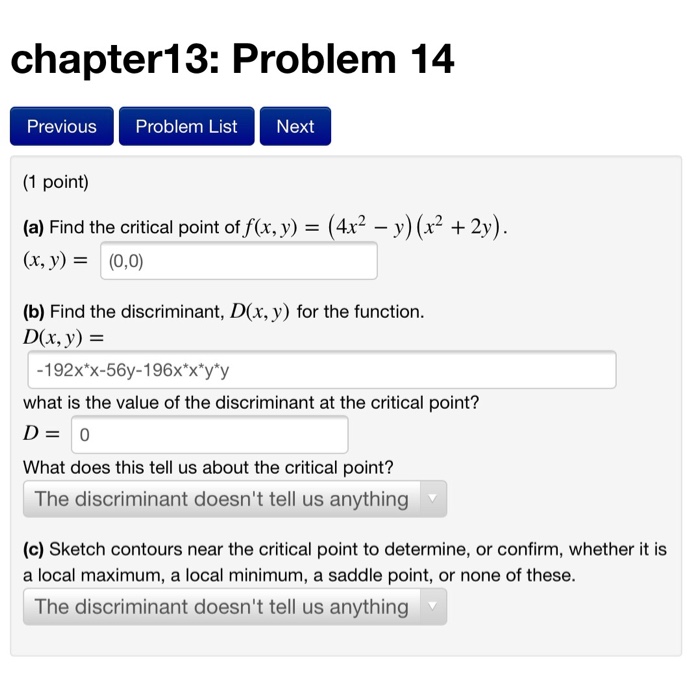 Solved chapter13: Problem 14 Previous Problem List Next (1 | Chegg.com
