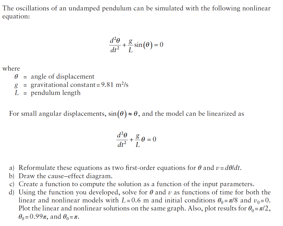 Solved The oscillations of an undamped pendulum can be | Chegg.com