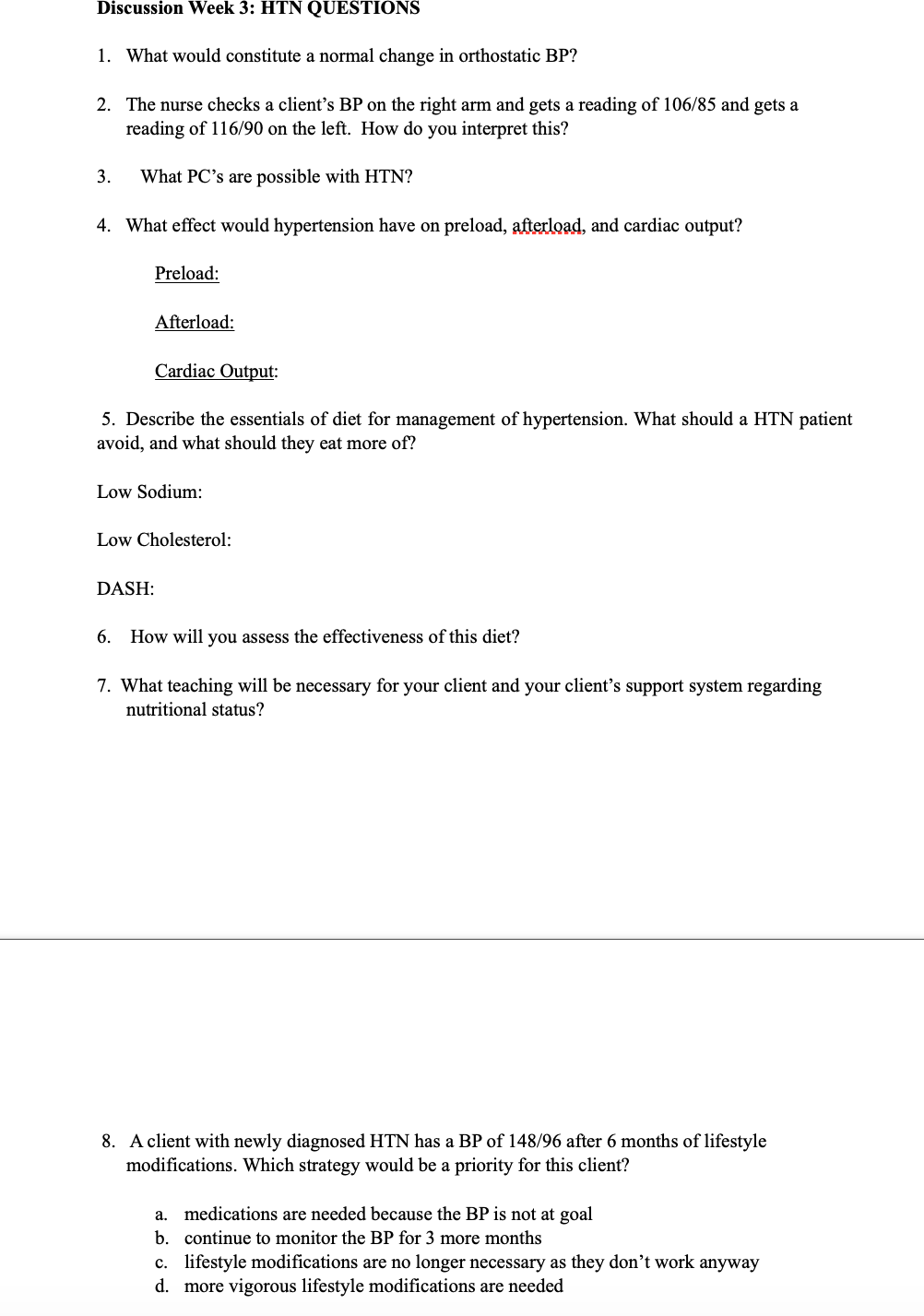 Solved Discussion Week 3: HTN QUESTIONS 1. What would | Chegg.com
