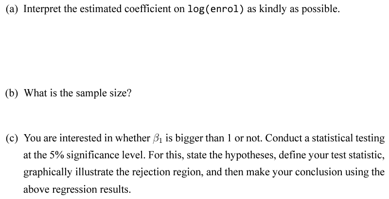 Solved Consider the following OLS regression results > | Chegg.com