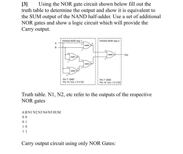 Solved 3 Using the NOR gate circuit shown below fill out the | Chegg.com