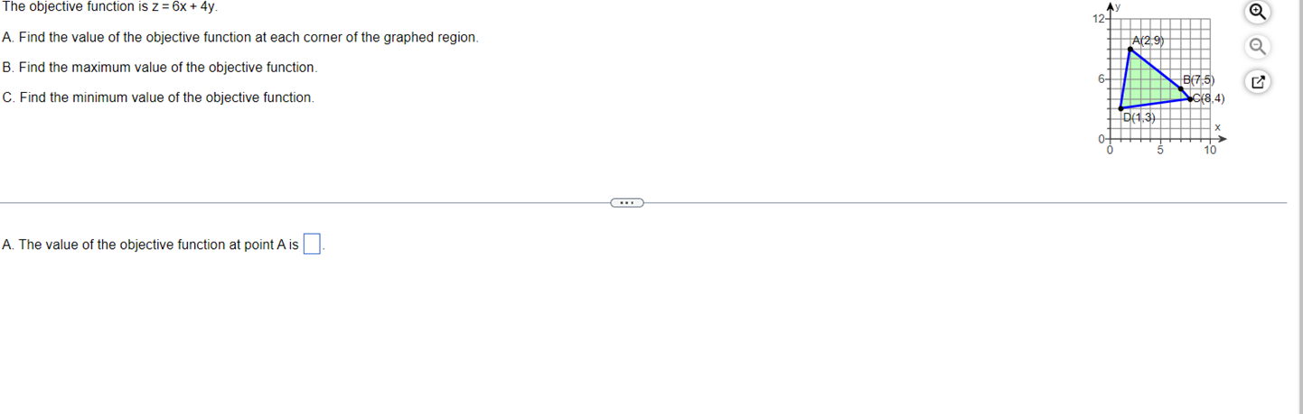 Solved The Objective Function Is Z 6x 4y A Find The Value