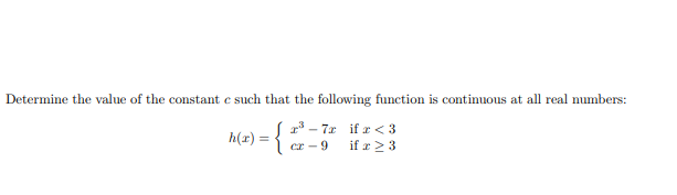 Solved Determine the value of the constant c such that the | Chegg.com