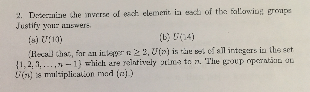 Solved 2. Determine the inverse of each element in each of | Chegg.com
