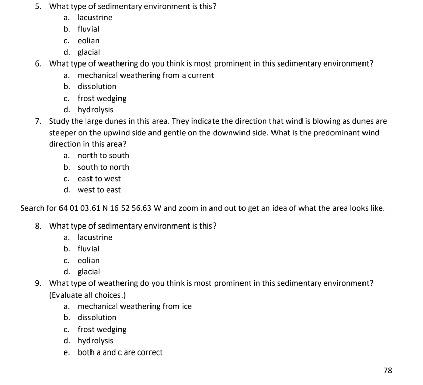 5.4 Laboratory Exercises 1. Locate your sedimentary | Chegg.com