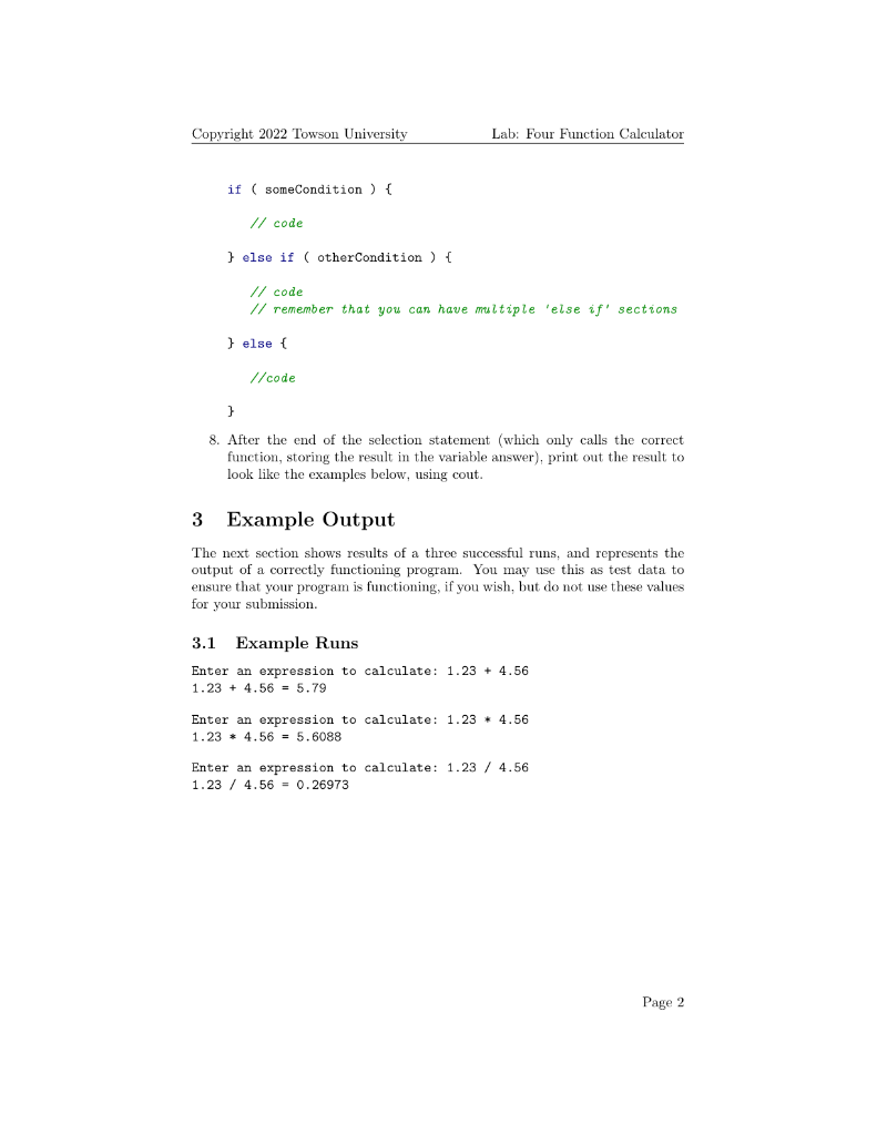 Solved Copyright 2022 Towson University Lab: Four Function | Chegg.com