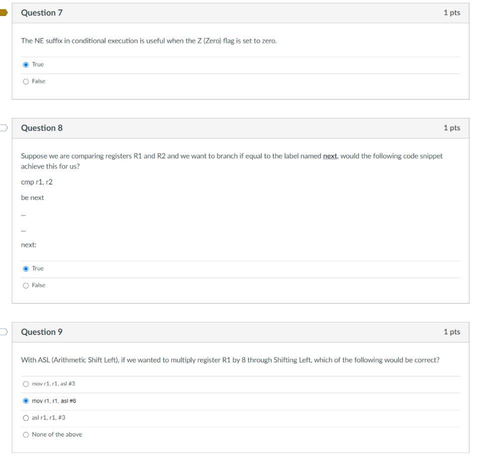 Solved Question 7 1 pts The NE suffix in conditional | Chegg.com