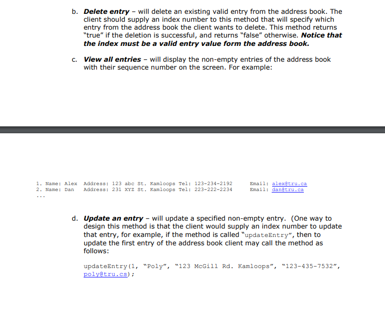 Solved Address Book Entry. Your task is to create a class | Chegg.com