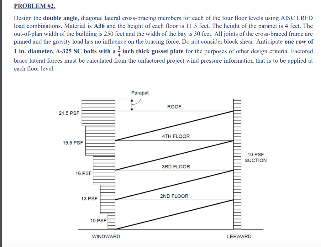PROBLEM #2 Design the double angle, diagonal lateral | Chegg.com