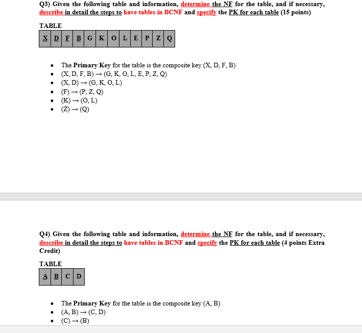 Solved Q3) Given the following table and information, | Chegg.com
