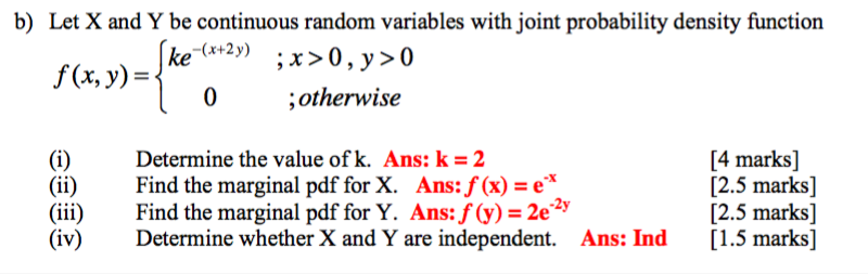 Solved b) Let X and Y be continuous random variables with | Chegg.com