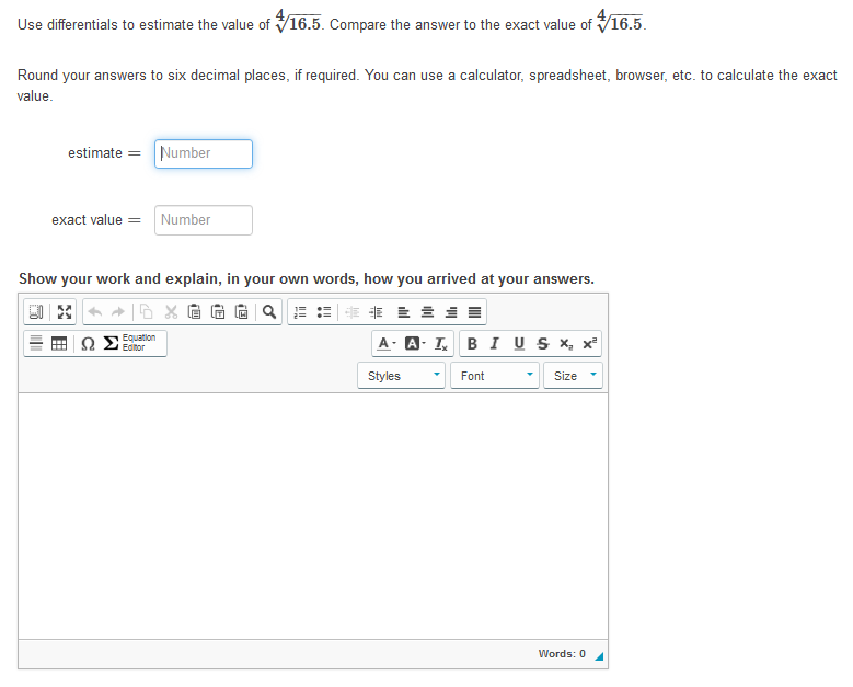 Solved Use differentials to estimate the value of 16.5. | Chegg.com