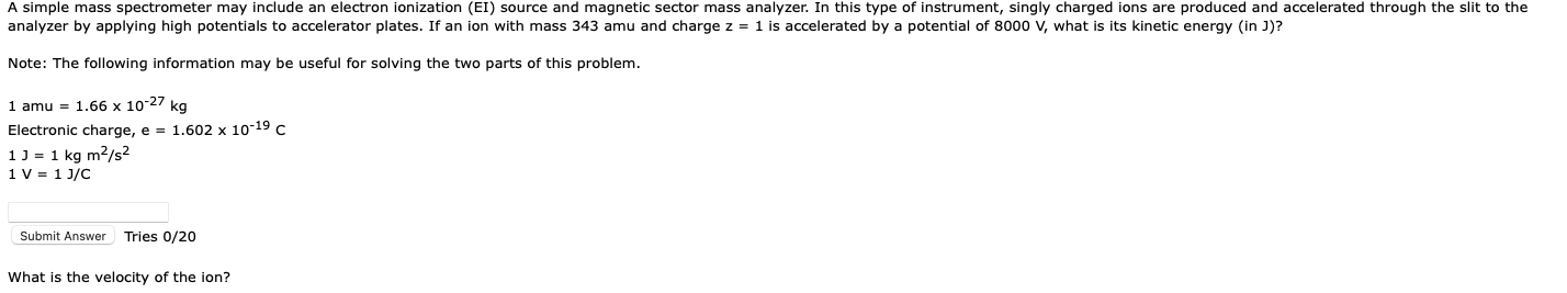 Solved analyzer by applying high potentials to accelerator | Chegg.com