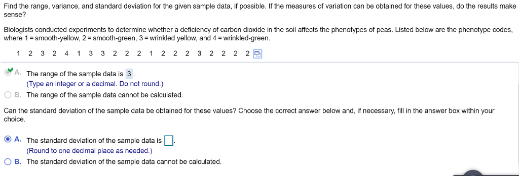 Solved Find The Range Variance And Standard Deviation For