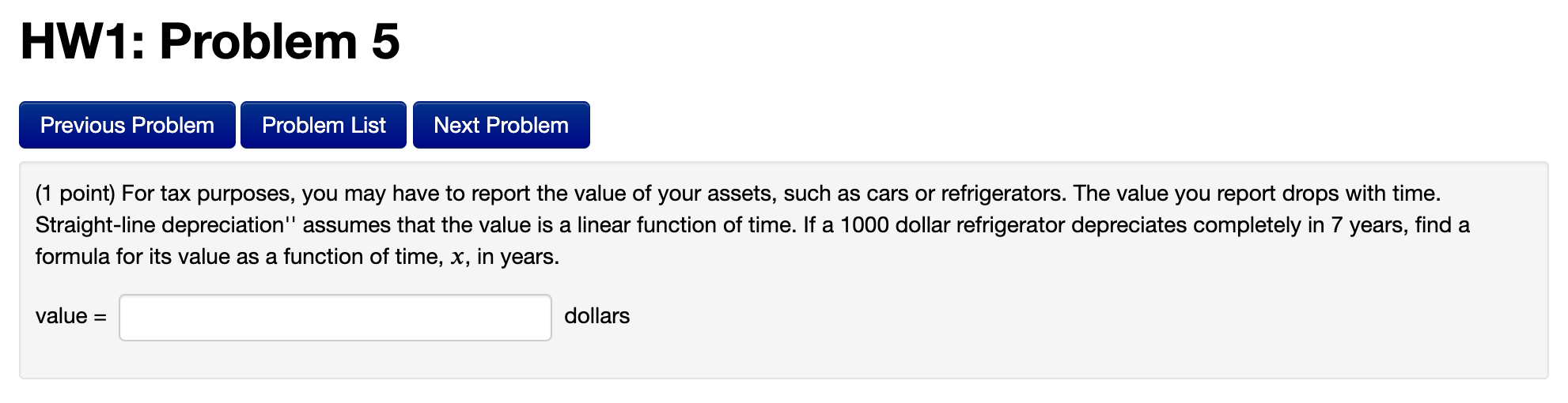 Solved HW1: Problem 5 Previous Problem Problem List Next | Chegg.com