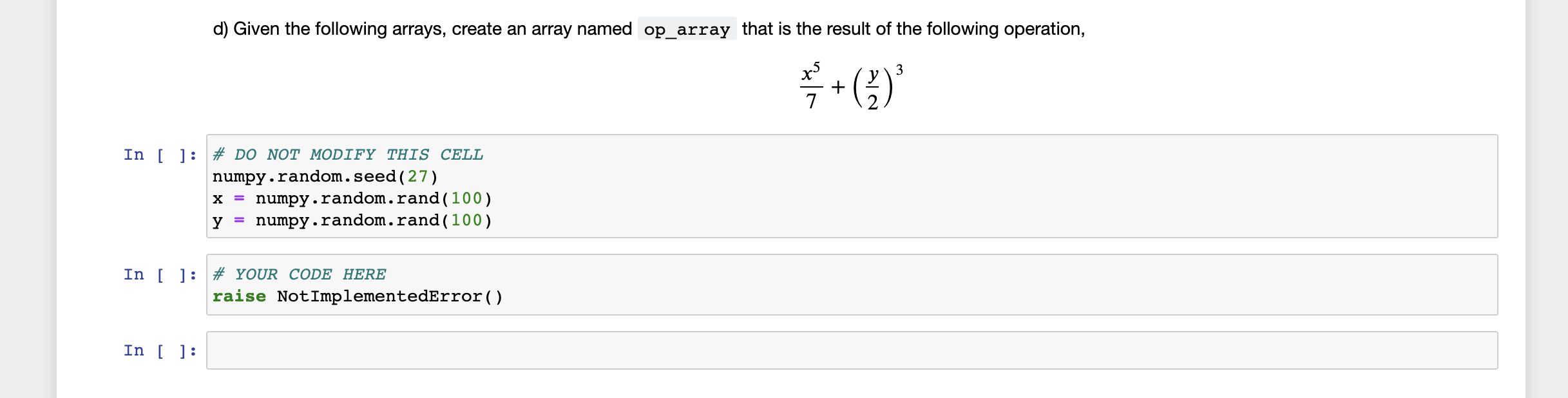 Solved PYTHON PROGRAMMING Given the following arrays, | Chegg.com
