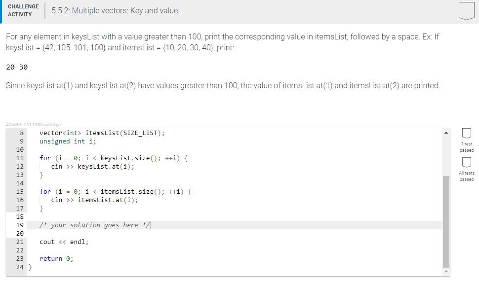 Solved CHALLENGE 5.5.2: Multiple vectors: Key and value. | Chegg.com