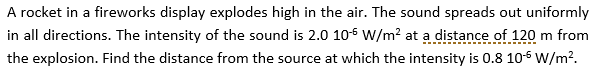 Solved A rocket in a fireworks display explodes high in the | Chegg.com