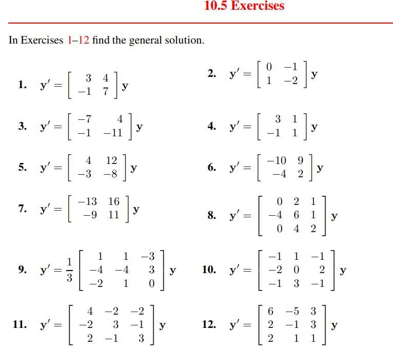 Solved In Exercises 1-12 find the general solution. 1. | Chegg.com