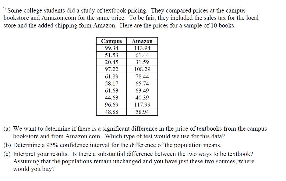 Solved ъ Some college students did a study of textbook | Chegg.com