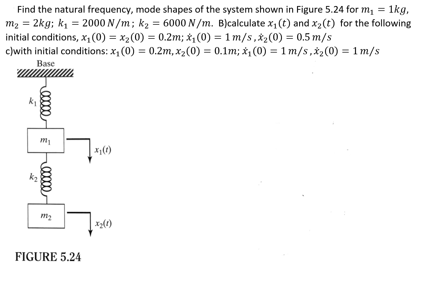 Solved = = - = Find the natural frequency, mode shapes of | Chegg.com
