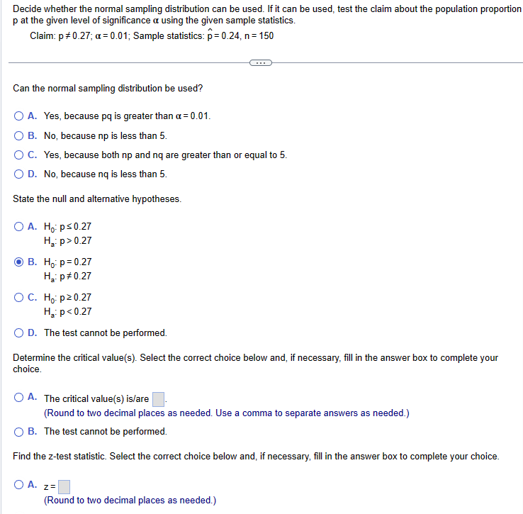Solved Decide whether the normal sampling distribution can | Chegg.com
