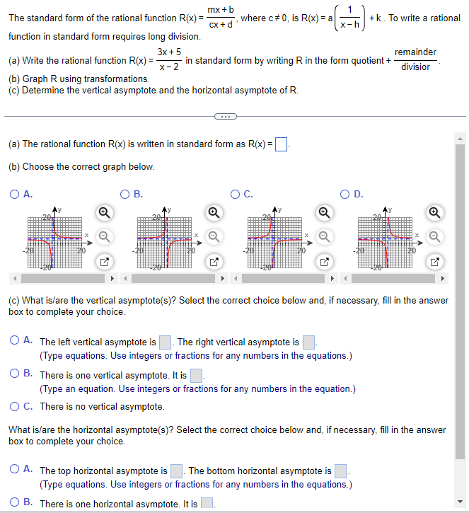 Solved The standard form of the rational function | Chegg.com