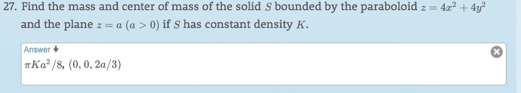 Solved 27. Find the mass and center of mass of the solid S | Chegg.com