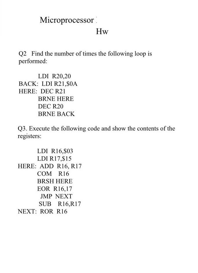 Solved Microprocessor Hw Q2 Find the number of times the | Chegg.com